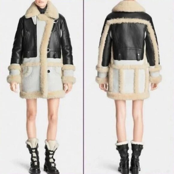 Coach | Jackets & Coats | Coach Runway Biker Sheepskin Leather Coat ...